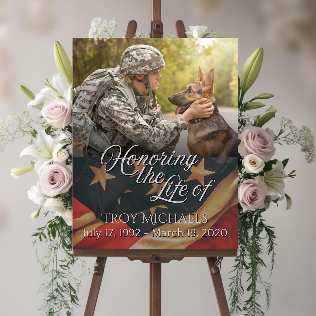 Fallen Hero Funeral Welcome Sign | Celebration of Life Decoration ...
