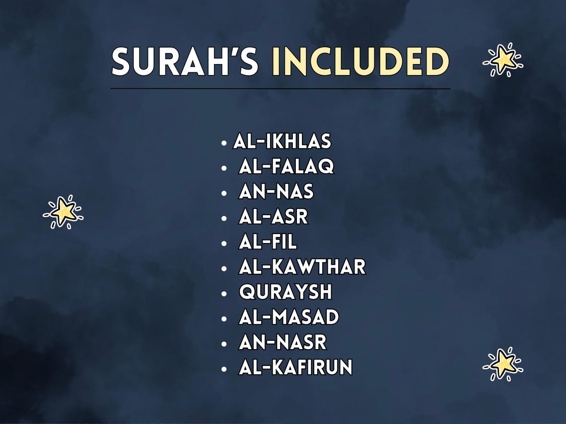 Surah Bundle Surah Cards Surah Easy Kids Surah Flashcards Surah Print ...