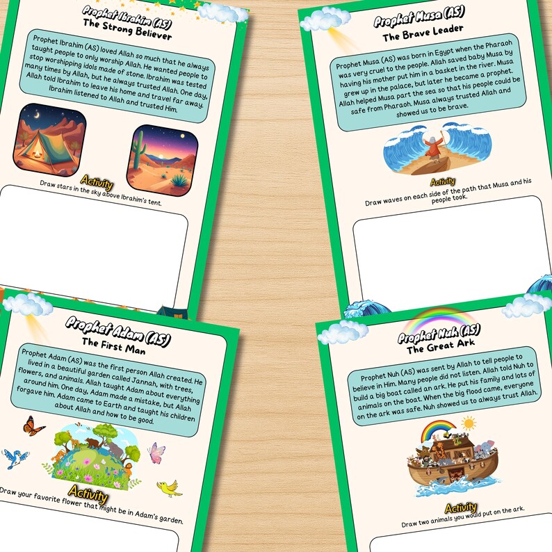 Prophet Stories for Kids: Islamic Homeschool Activity (A4 PDF) - Etsy