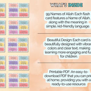 Islamic Learning Cards for Kids | 99 Names of Allah Flashcards | Muslim ...