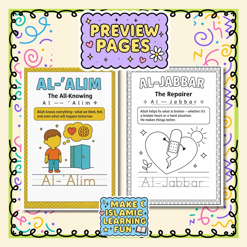 99 Names of Allah Colouring Book – Islamic Activities for Kids – Muslim ...