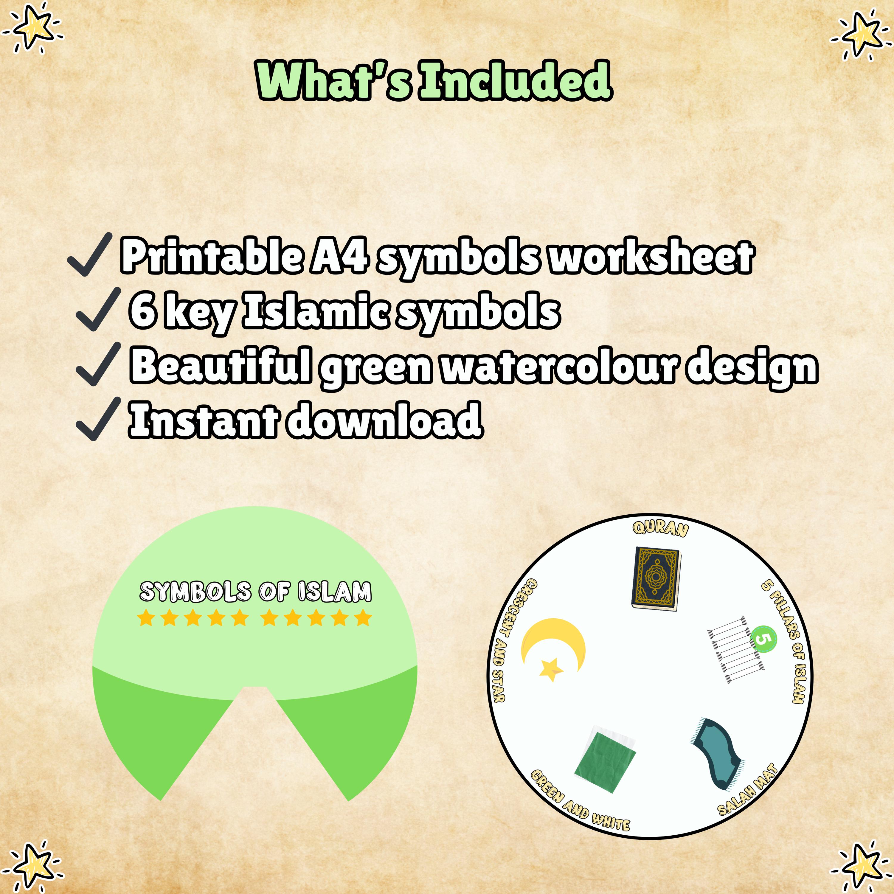 Islamic Printable Symbols of Islam Printable for Kids | Islamic Studies ...