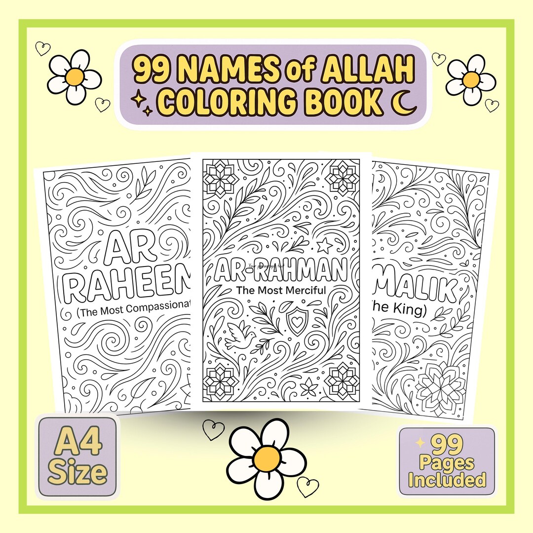 99 Names of Allah Coloring Book: Islamic Adult Relaxation (PDF Download ...