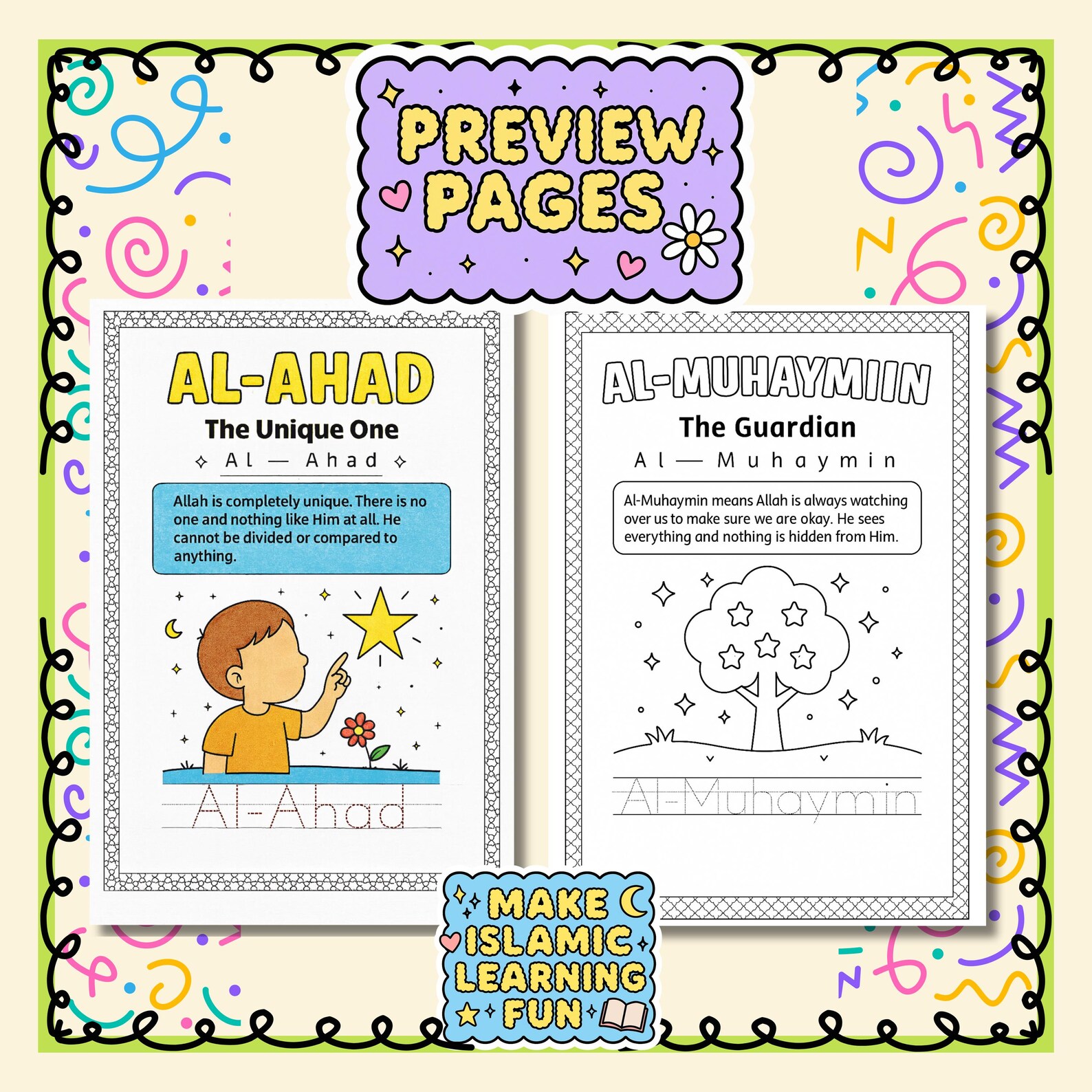 99 Names of Allah Colouring Book – Islamic Activities for Kids – Muslim ...