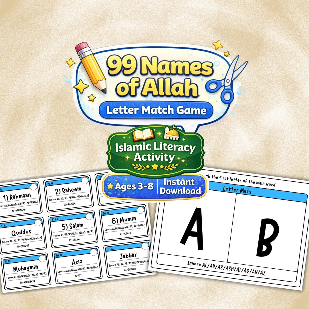 99 Names of Allah Letter Match Activity | Islamic Phonics Sorting Game ...