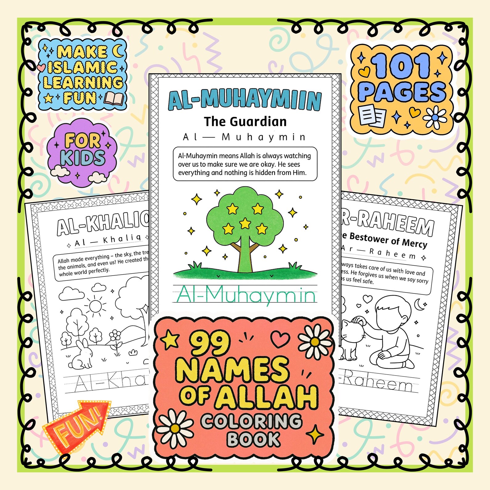 99 Names of Allah Colouring Book – Islamic Activities for Kids – Muslim ...