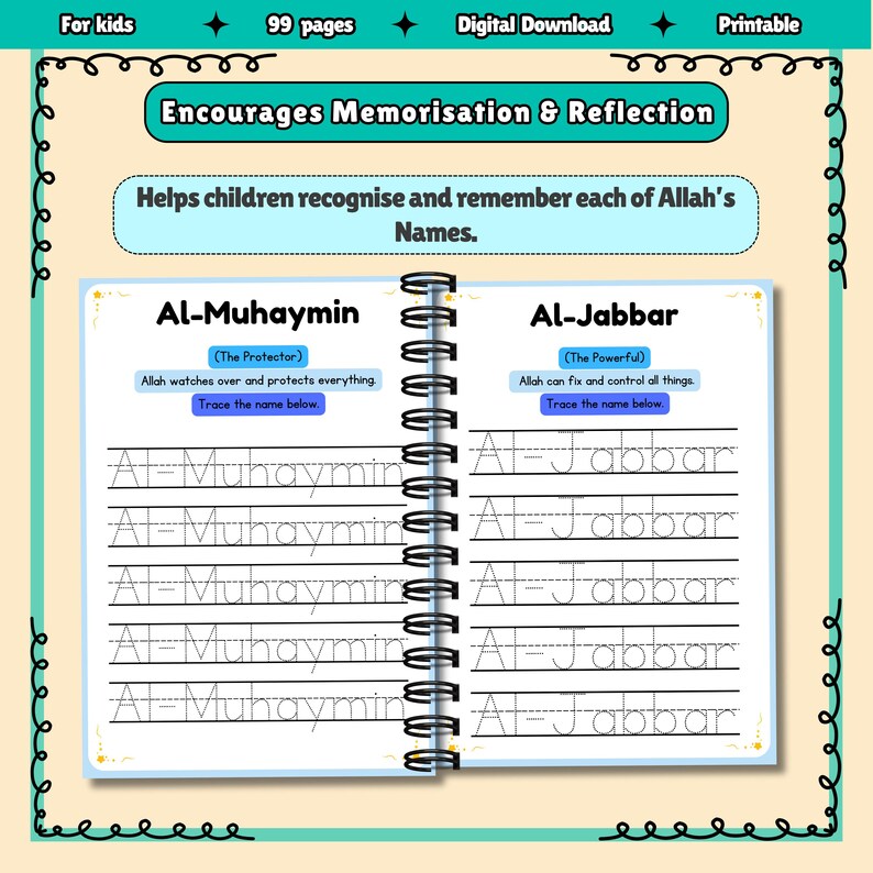 99 Names of Allah Tracing Worksheets | Learn & Write Allah’s Beautiful ...