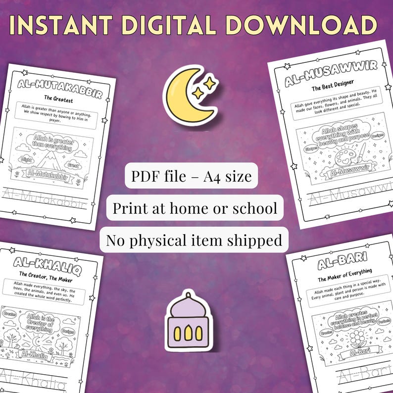 Islamic Coloring Book for Kids | Calm Muslim Learning Activity | Faith ...