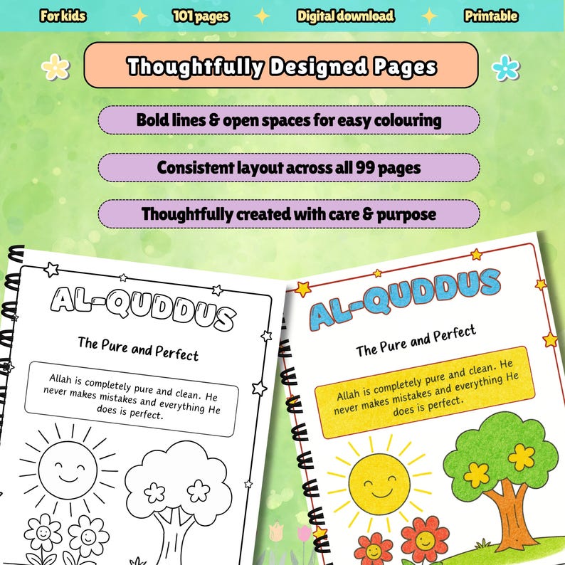 99 Names of Allah Mindful Coloring Book for Older Kids | Calm Islamic ...