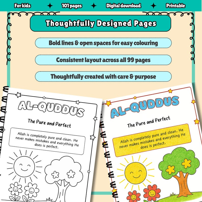 99 Names of Allah Printable Coloring Book | Islamic Activity for Kids ...