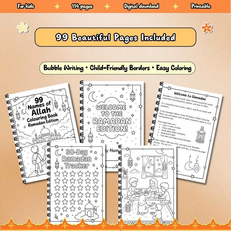 Ramadan Activities for Kids | 99 Names of Allah Coloring Book | Calm ...