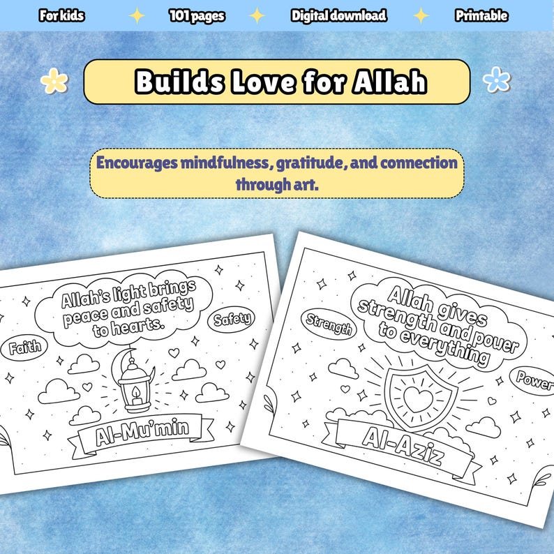 99 Names of Allah Table-top Coloring Book (landscape) | Classroom ...