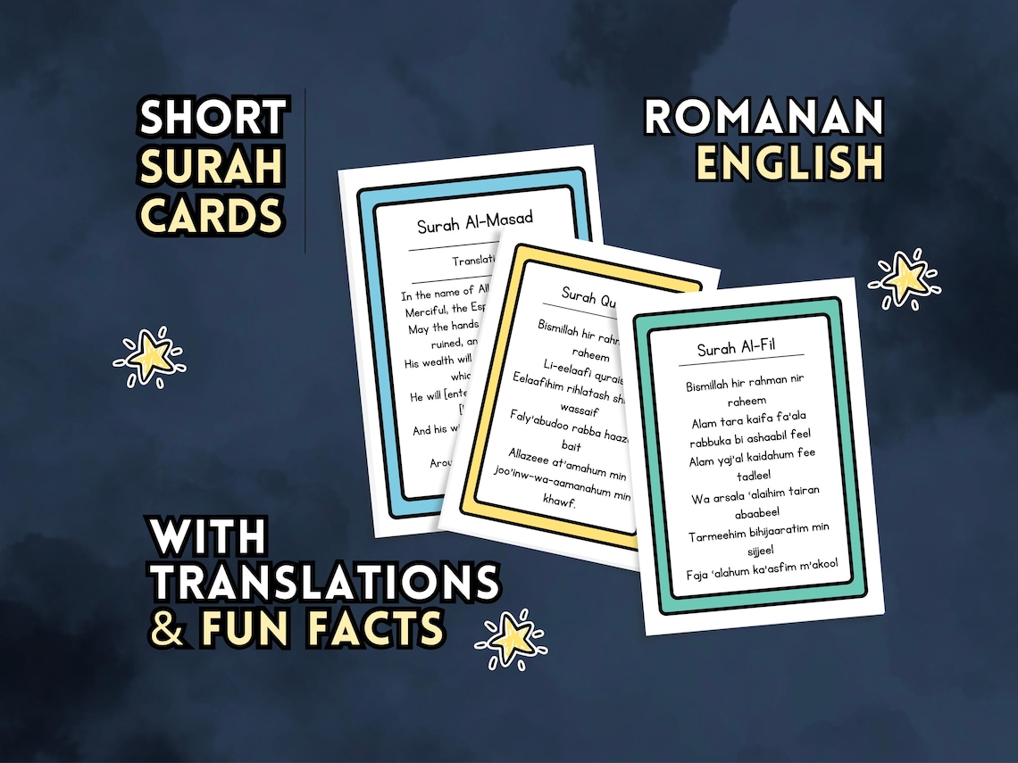 Surah Bundle Surah Cards Surah Easy Kids Surah Flashcards Surah Print ...