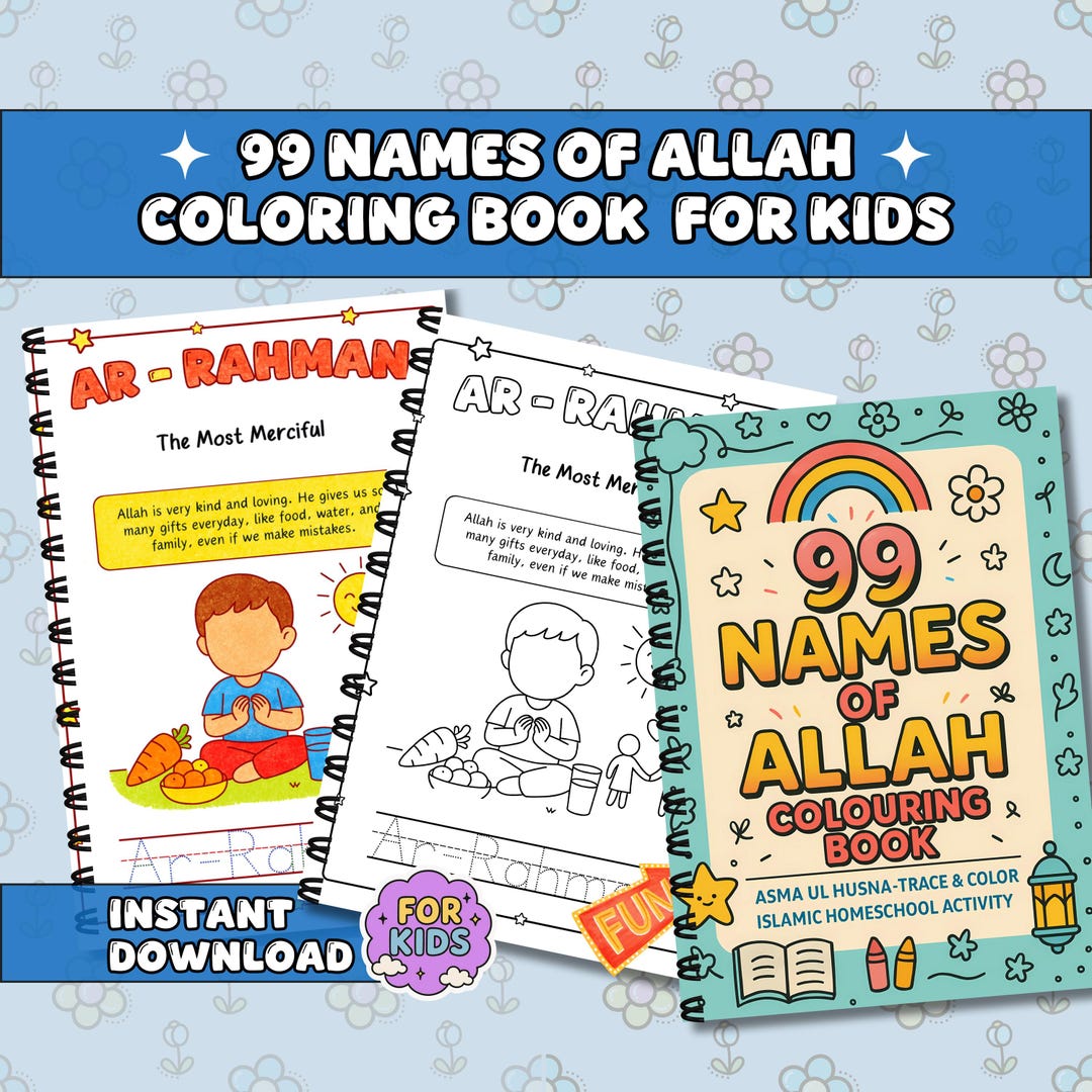 99 Names of Allah Colouring Book for Kids | Islamic Coloring Book ...
