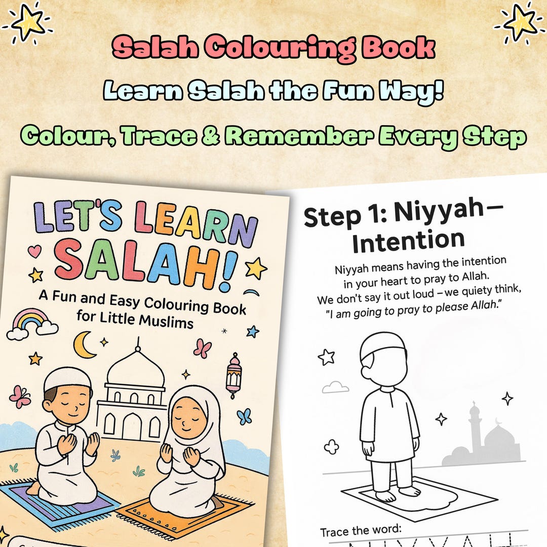 Salah Coloring Book for Muslim Kids: Islamic Prayers Activity (PDF ...