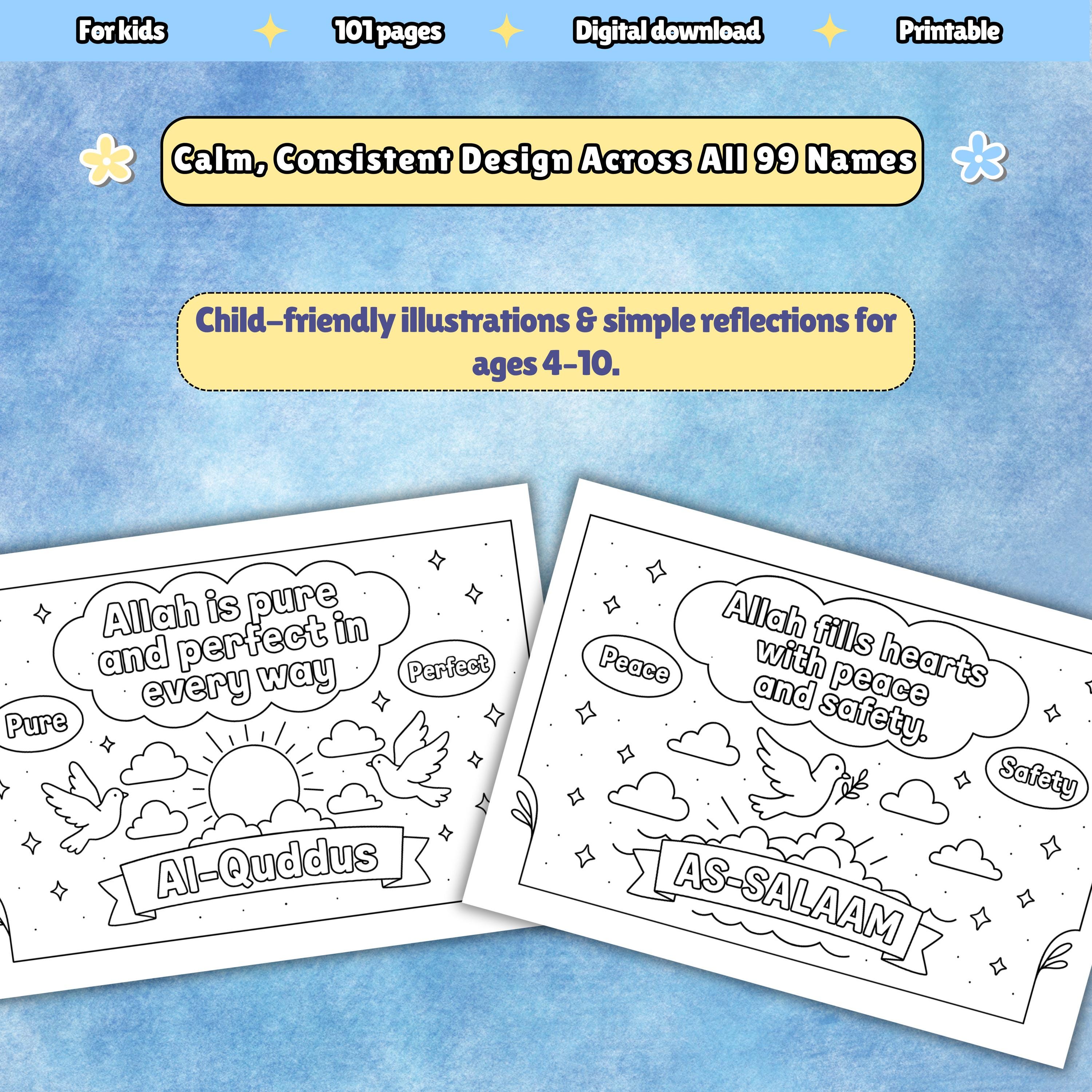 99 Names of Allah Table-top Coloring Book (landscape) | Classroom ...