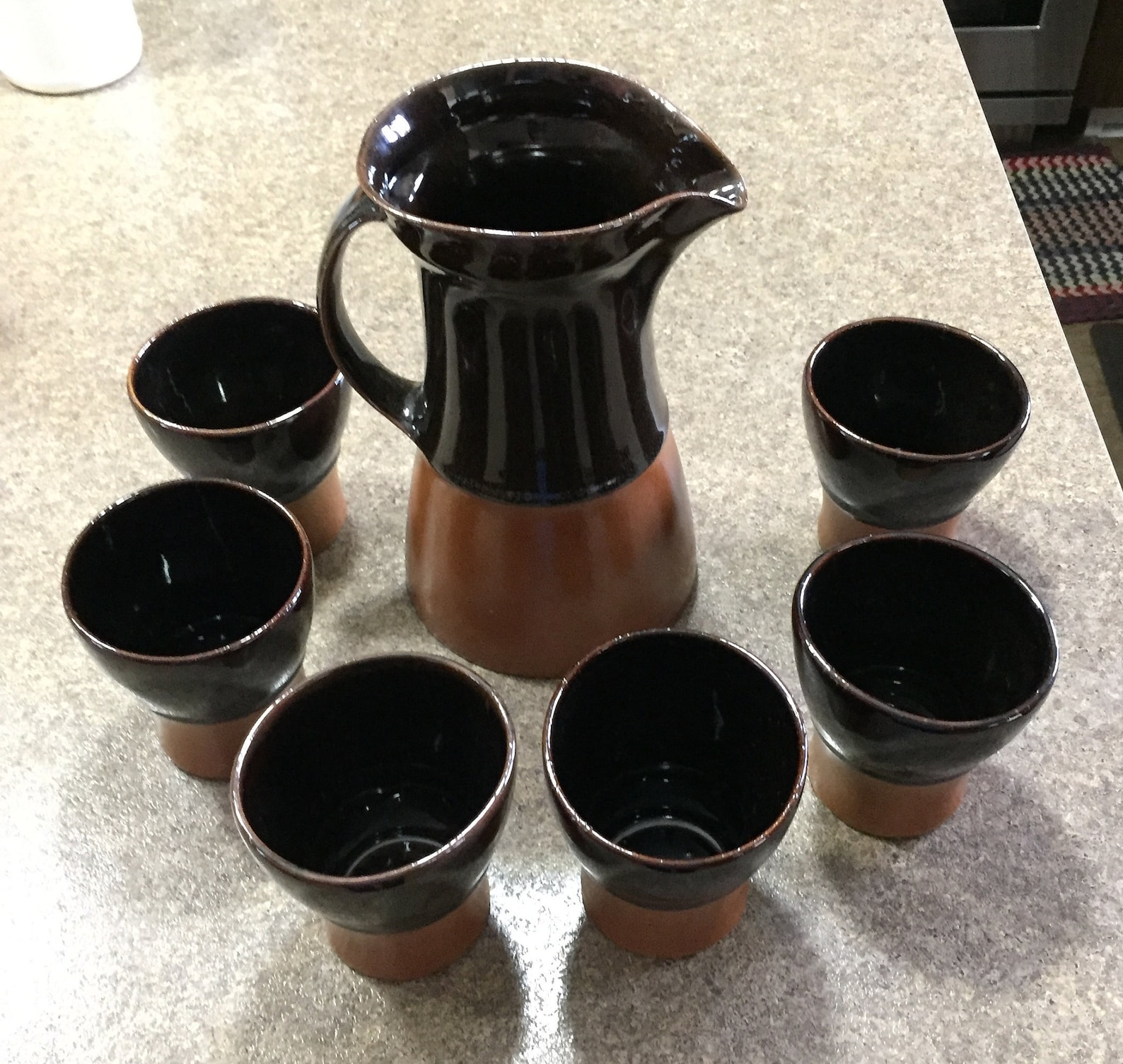 70s Brown/rust Sial/cerval Pottery Pitcher/goblets Made in - Etsy Canada