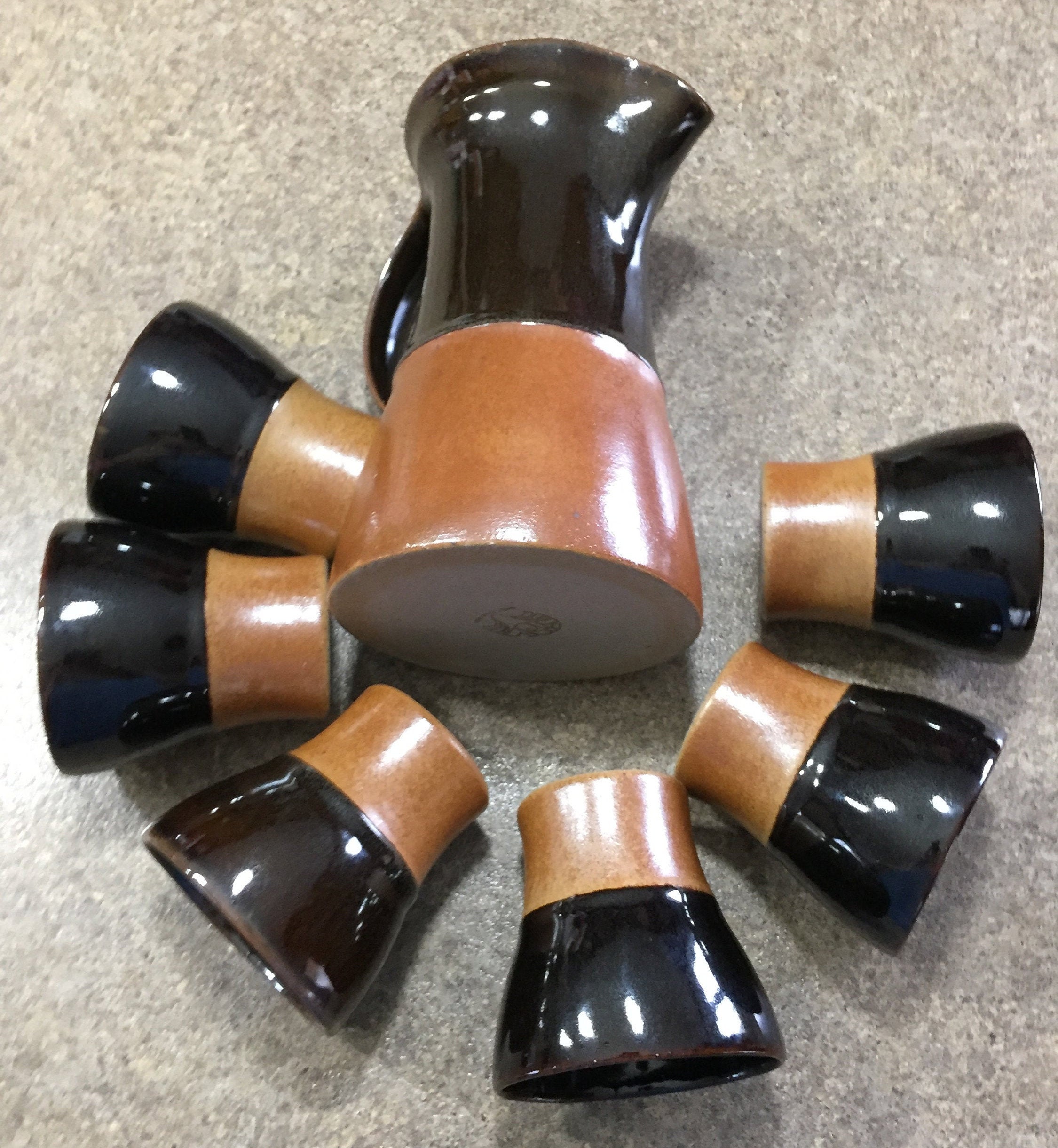 70s Brown/rust Sial/cerval Pottery Pitcher/goblets Made in - Etsy Canada