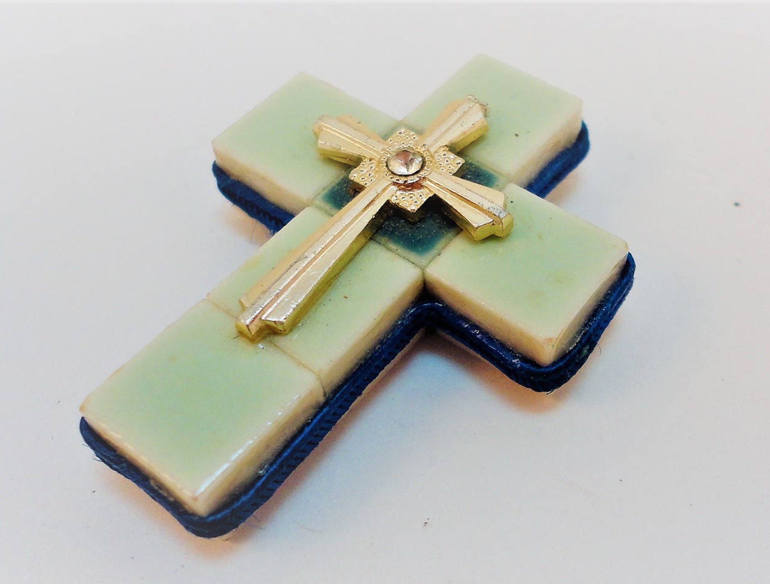 30s Light Blue Ceramic Tiles Cross Crucifix Catholic - Etsy Canada