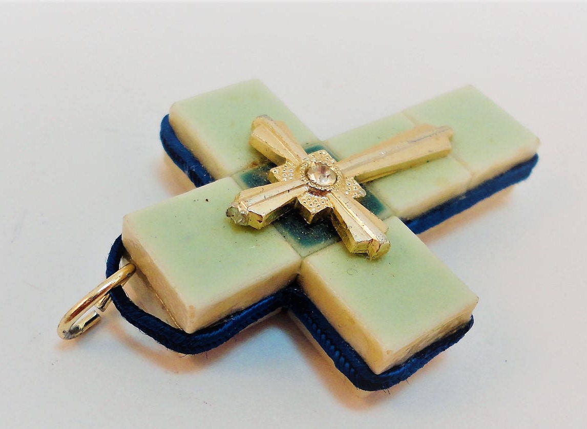 30s Light Blue Ceramic Tiles Cross Crucifix Catholic - Etsy Canada