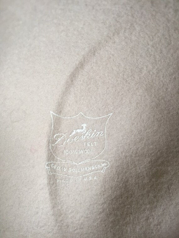 70s Vintage Cream Doeskin Wool Felt Women Hat Extra S… - Gem