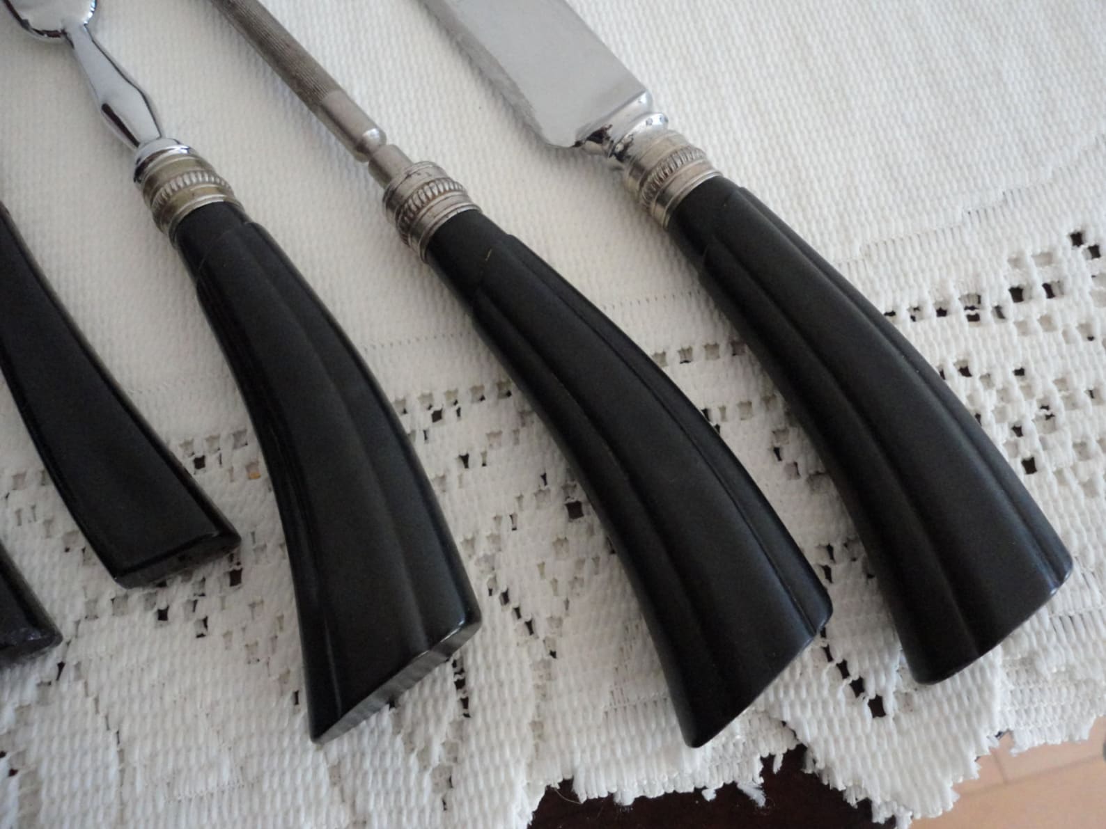 60s Black Bakelite Carving Set Flatware Empire - Etsy Canada