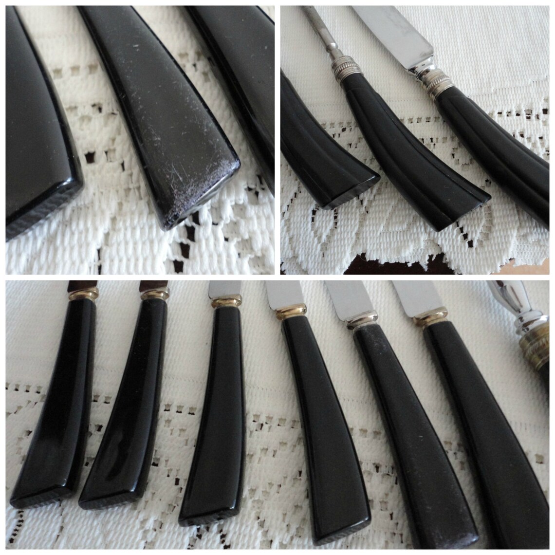 60s Black Bakelite Carving Set Flatware Empire - Etsy Canada