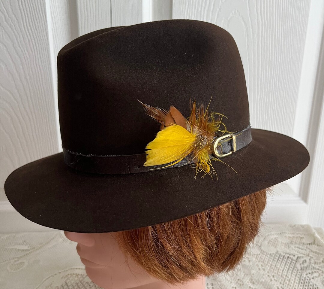 70s Dark Brown Stetson Mallory Felt Fedora Hat Size 6 3/4 21 1/4 Inches ...