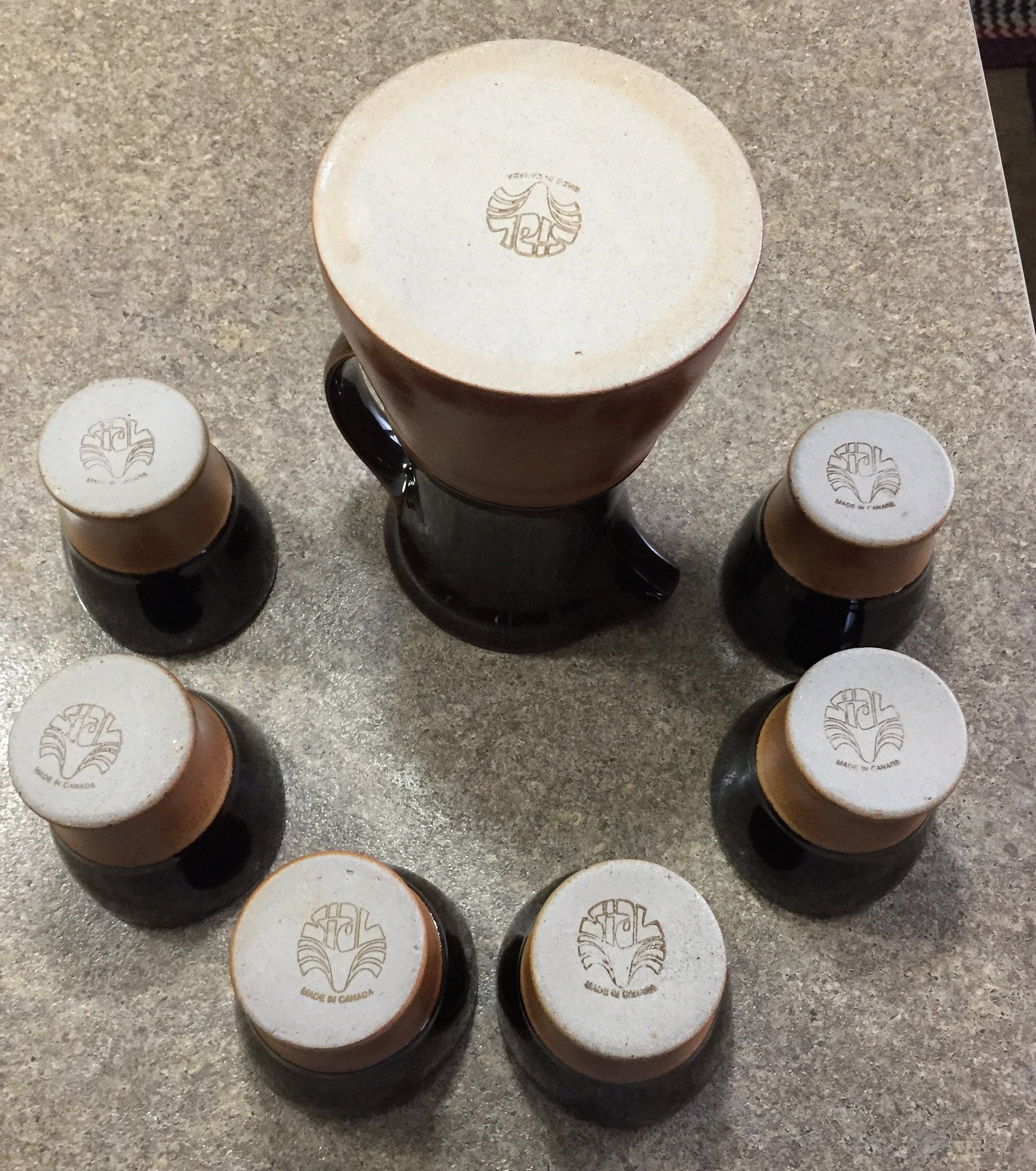 70s Brown/rust Sial/cerval Pottery Pitcher/goblets Made in - Etsy Canada