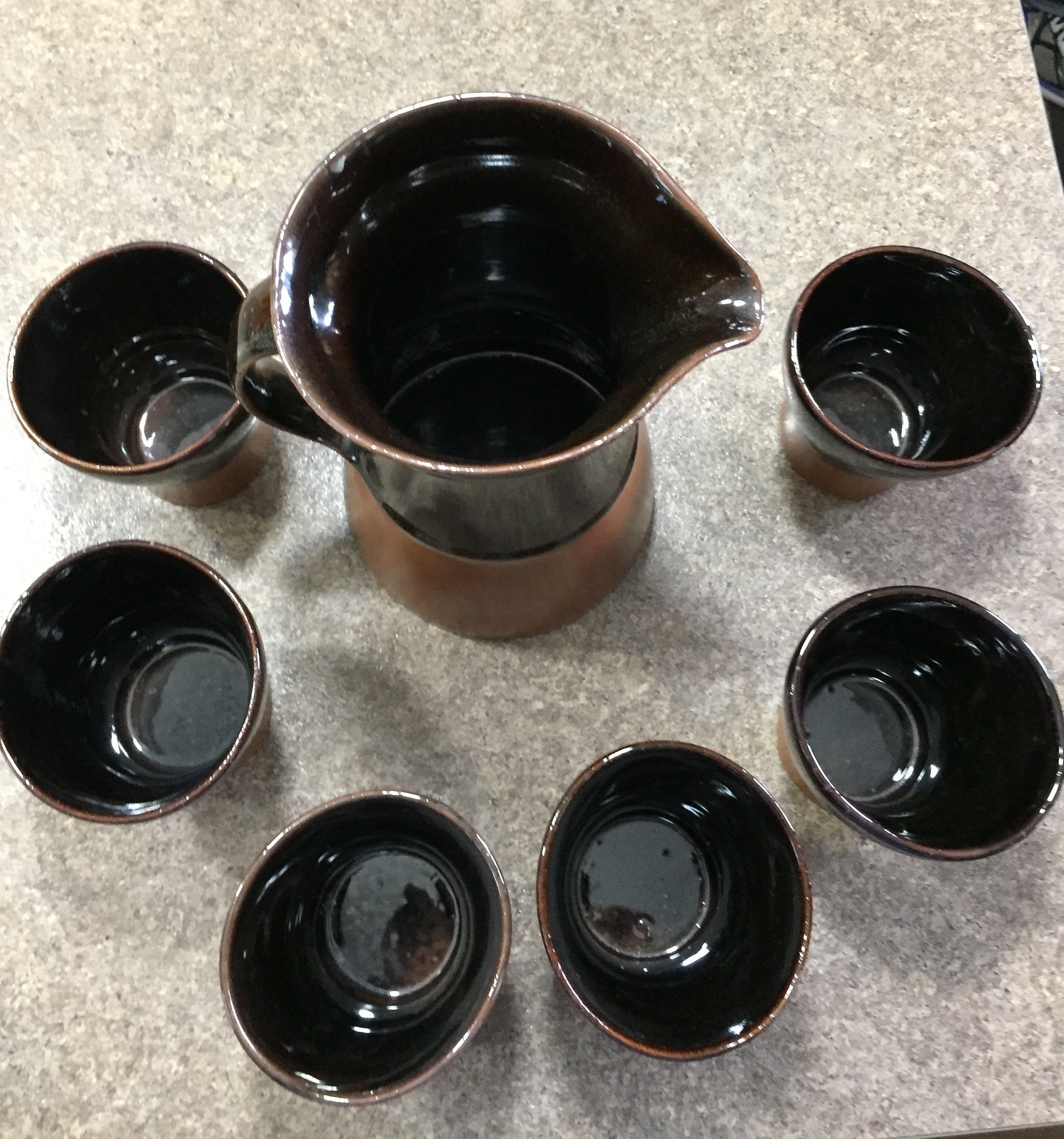 70s Brown/rust Sial/cerval Pottery Pitcher/goblets Made in - Etsy Canada