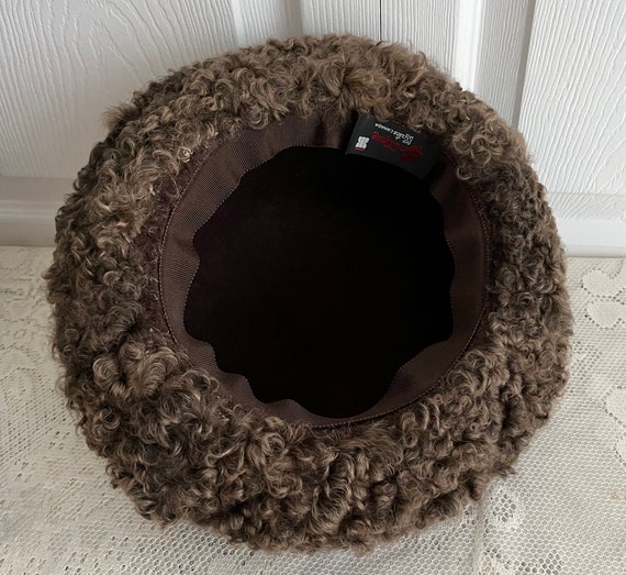 70s Dark Brown Felt/Brown Persian Lamb Rim Women Hat … - Gem