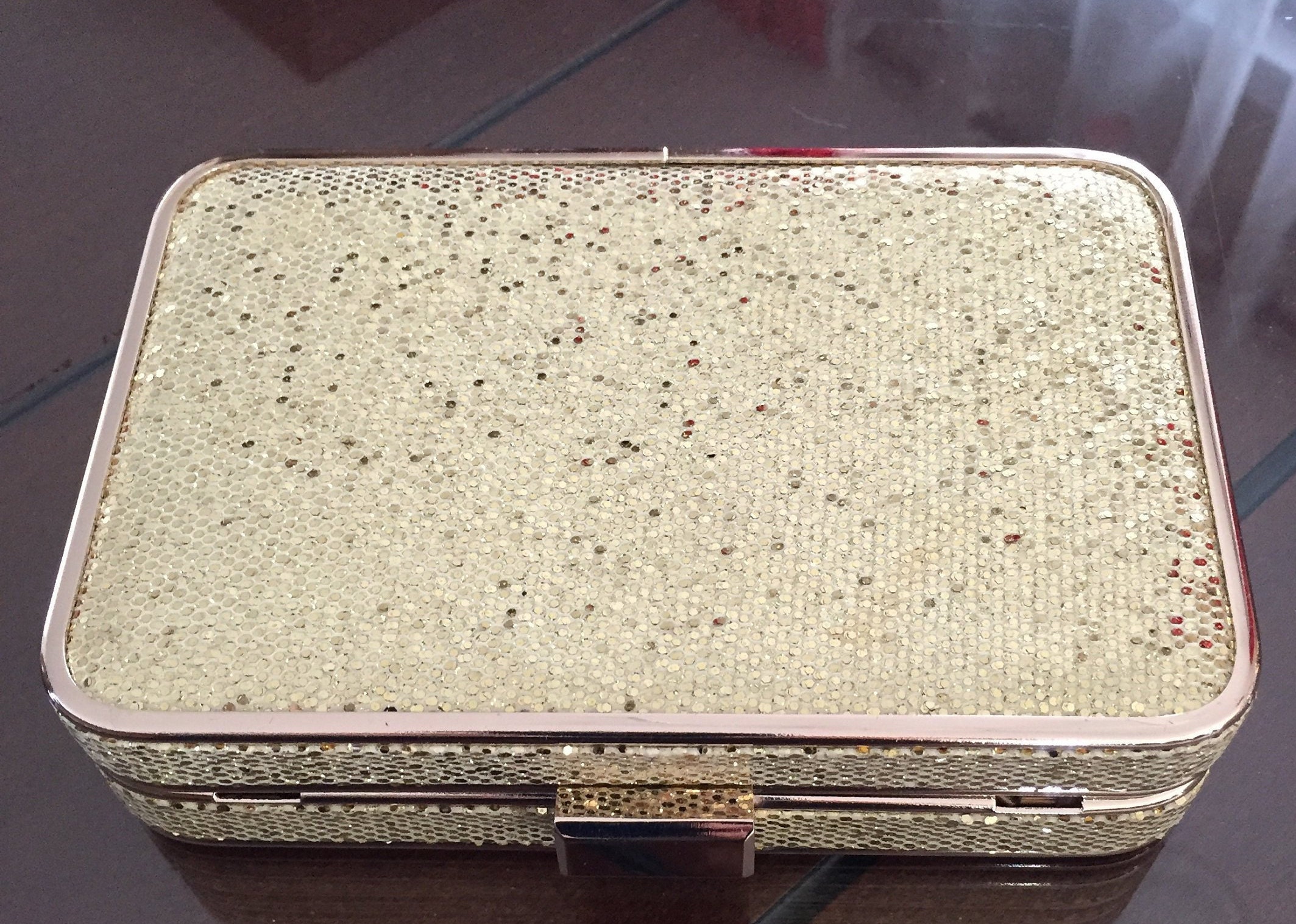 80s Hard Sided Purse Golden Glitter/goldtone Evening Clutch - Etsy Canada