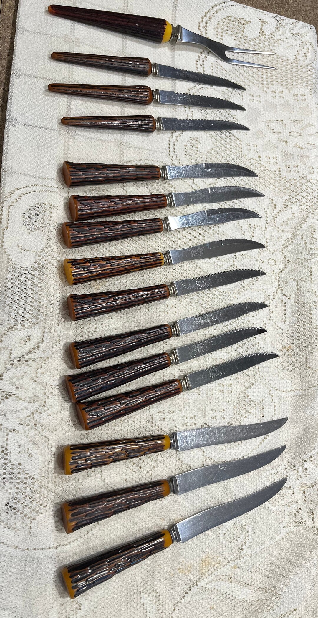 60s Mixed 16 Pcs Bakelite Flatware Stainless Steel Knives/serving Fork ...