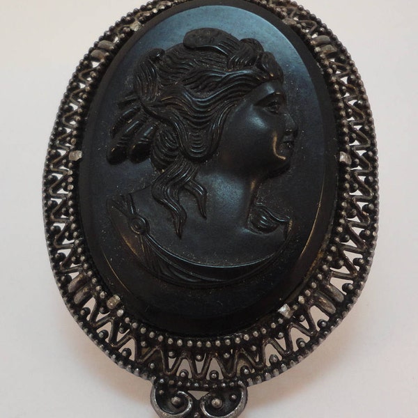 Black Bakelite Cameo - Etsy