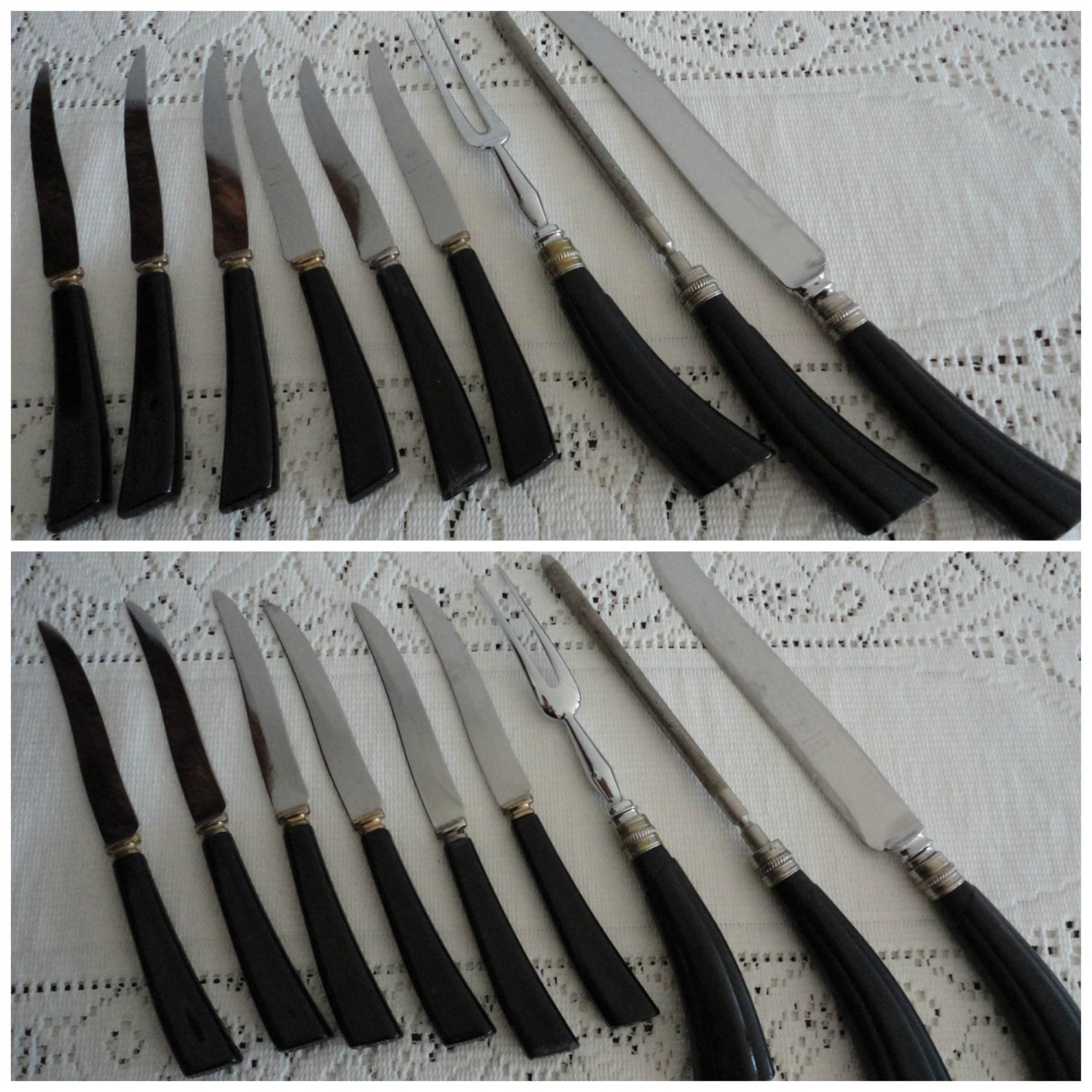 60s Black Bakelite Carving Set Flatware Empire - Etsy Canada
