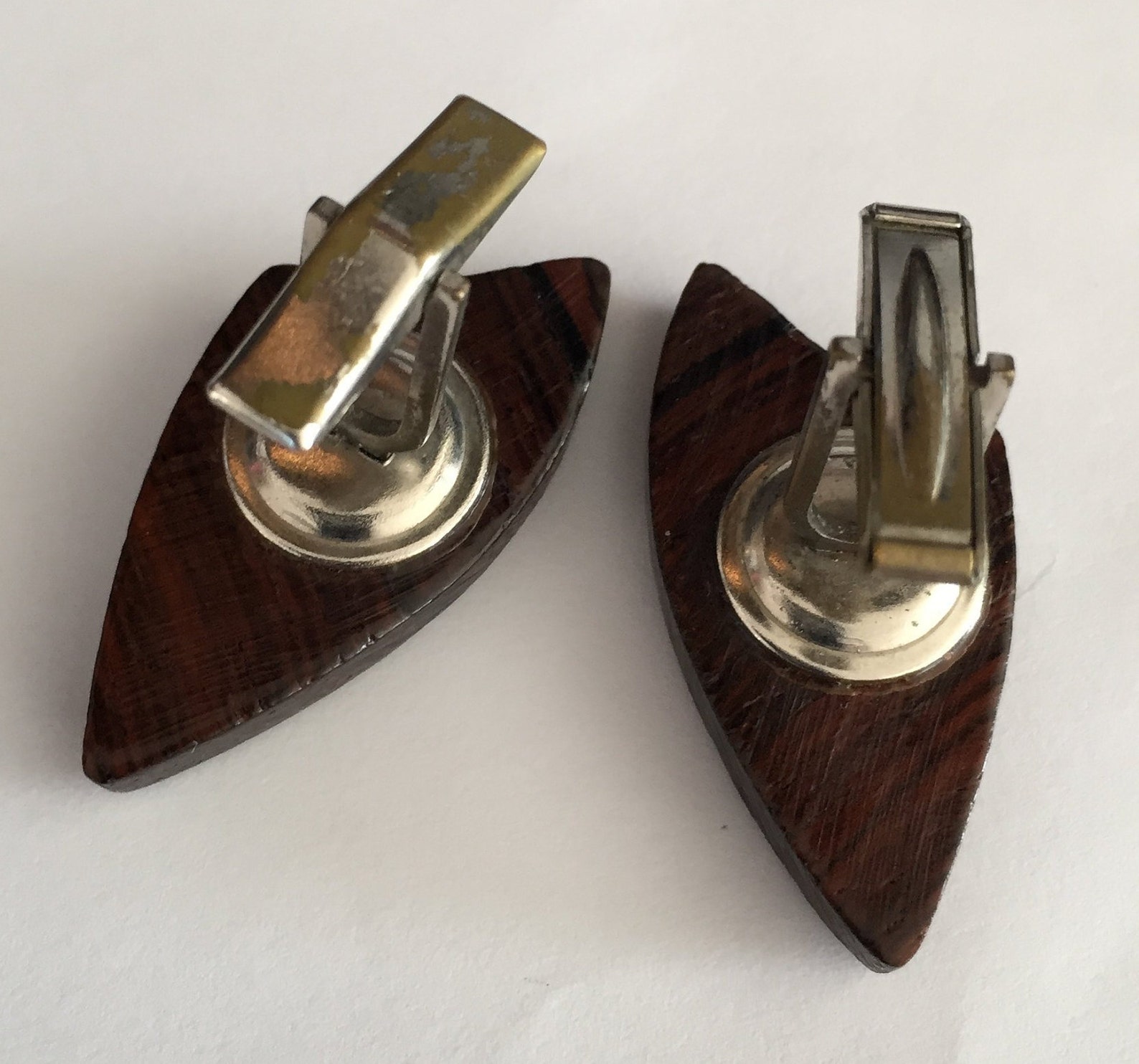 60s Cufflinks Carved Wood/metal Base Natural One of a Kind - Etsy