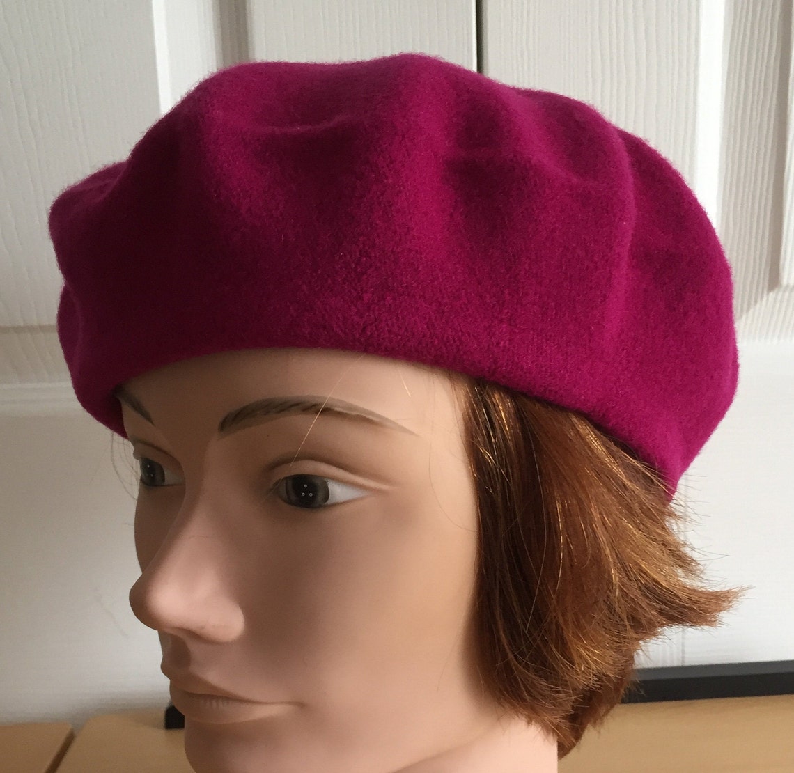 80s Fushia Wool Beret Unisex Hat Small 10 Inches Beatnik Look - Etsy