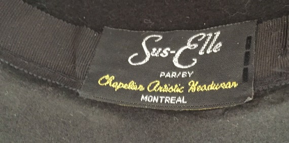 70s Vintage Black Doeskin Wool Felt Women Hat 21 1/2… - Gem