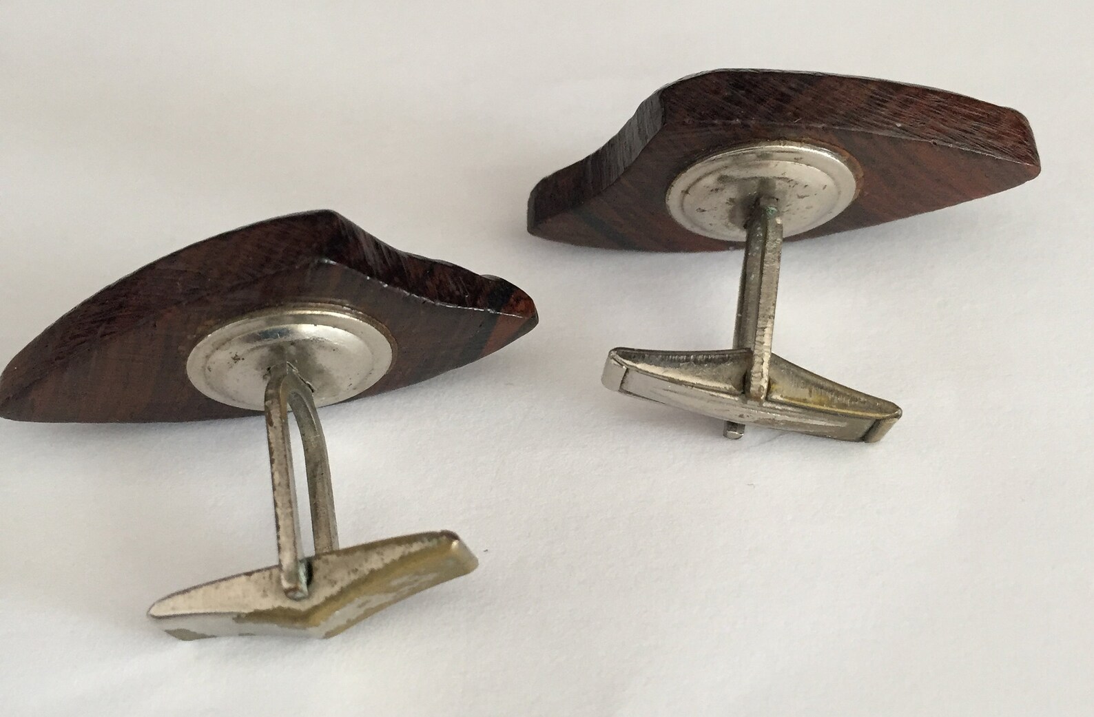 60s Cufflinks Carved Wood/metal Base Natural One of a Kind - Etsy