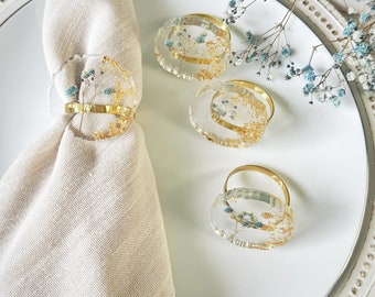Pressed Flower Resin Napkin Rings: Gold Wedding Table Decor - Etsy