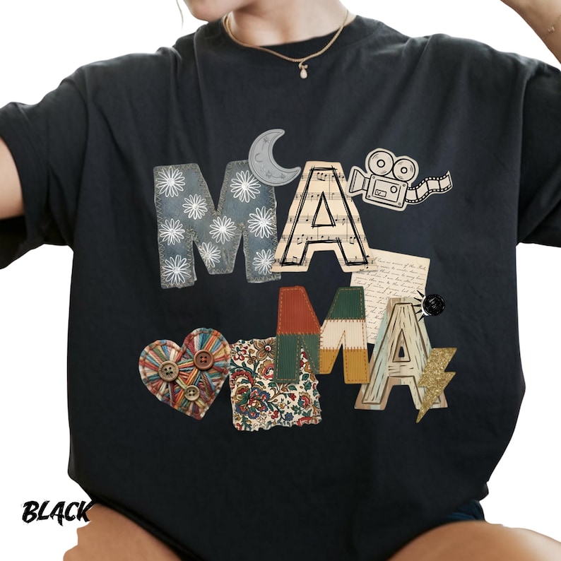Patchwork Mama T-shirt: Cozy Mom Tee, Handmade Style, Soft Comfort ...