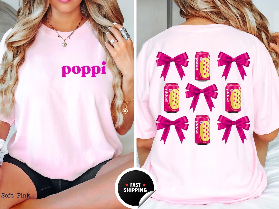 Poppi Strawberry Lemon Shirt: Coquette Bow Trendy Tee - Etsy