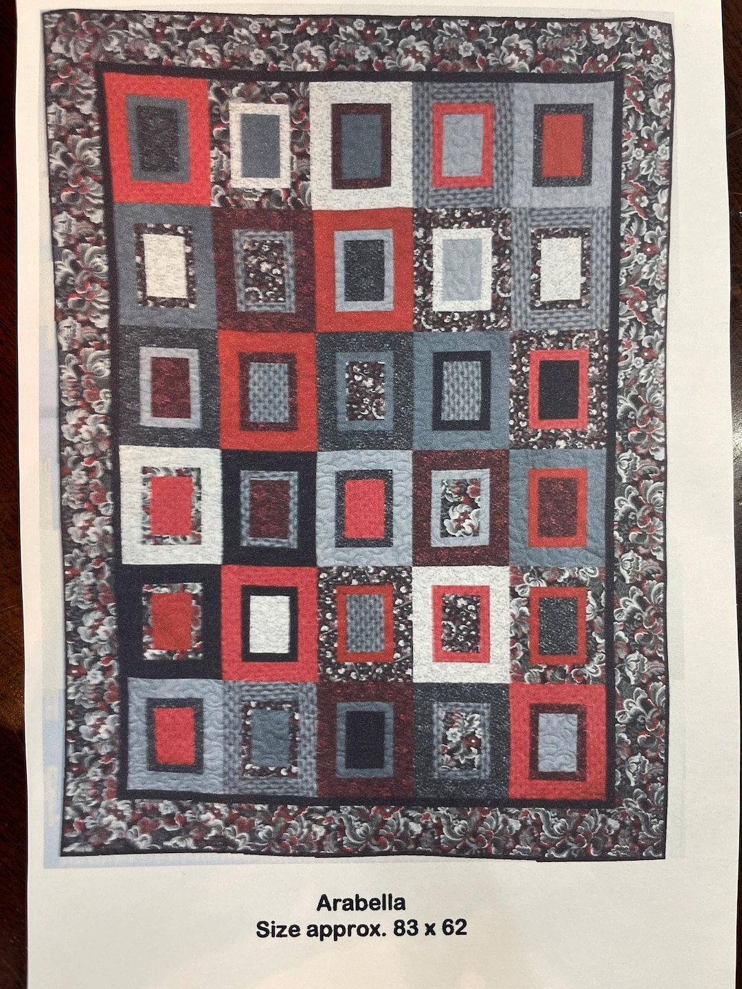 Quilt Kit Arabella 83 X 62 Red. White, Black. Kit Includes Pattern and ...