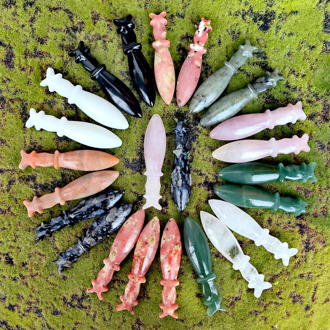 5" Natural Crystal Stone Dagger Sculpture Knife Home Office Crystal ...
