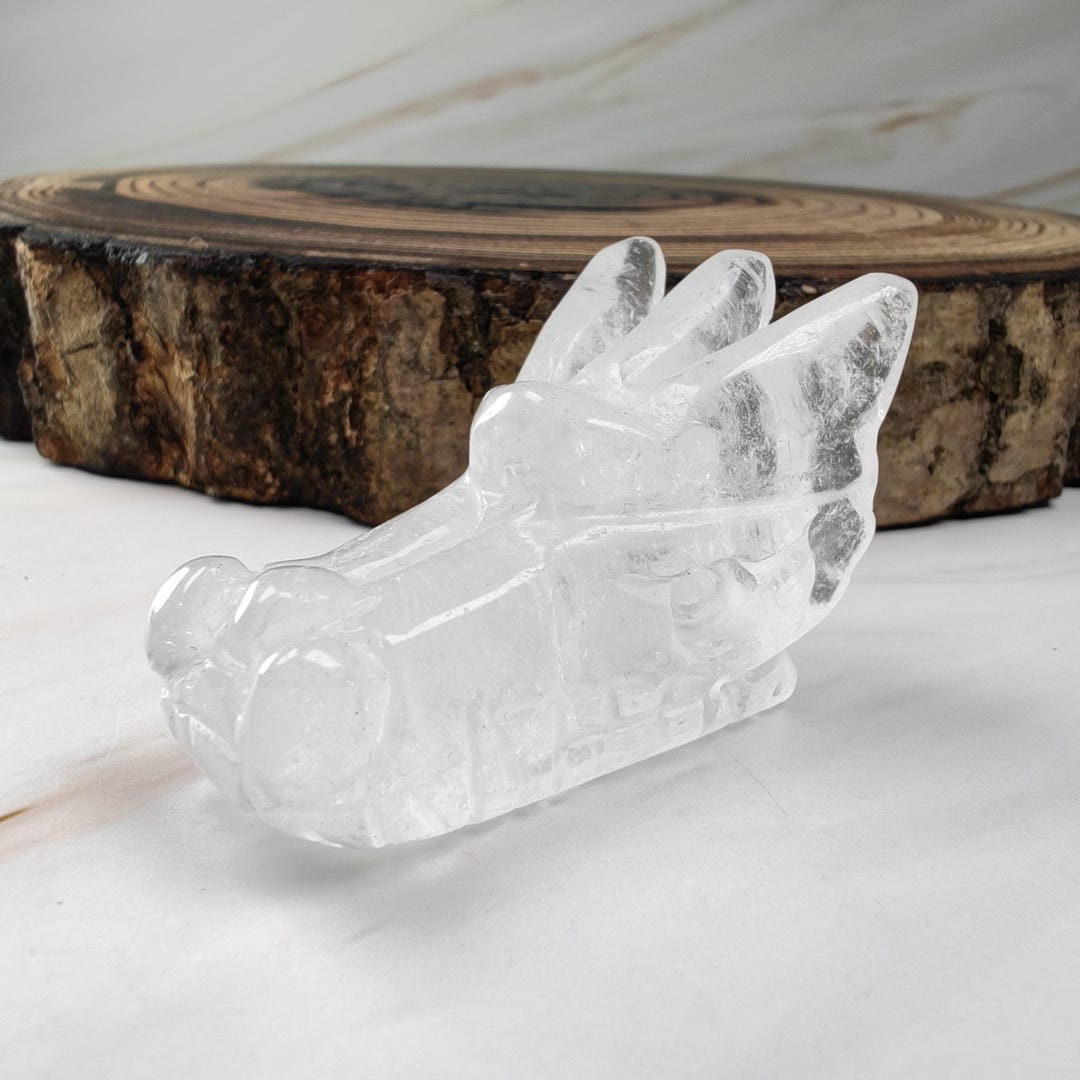 White Crystal Dragon Head Skull Statue Hand Carved Gemstone Figurines ...