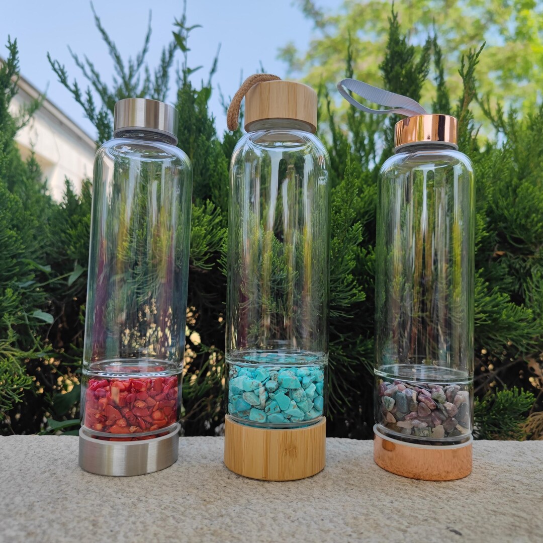 Natural Crystal Water Bottle Glass Gemstone Drink Bottle With Loose ...