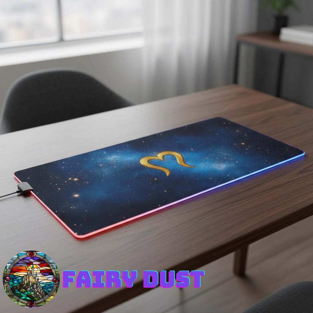Gold Aries Symbol on Galaxy LED Gaming Mouse Pad | Zodiac Desk Mat - Etsy