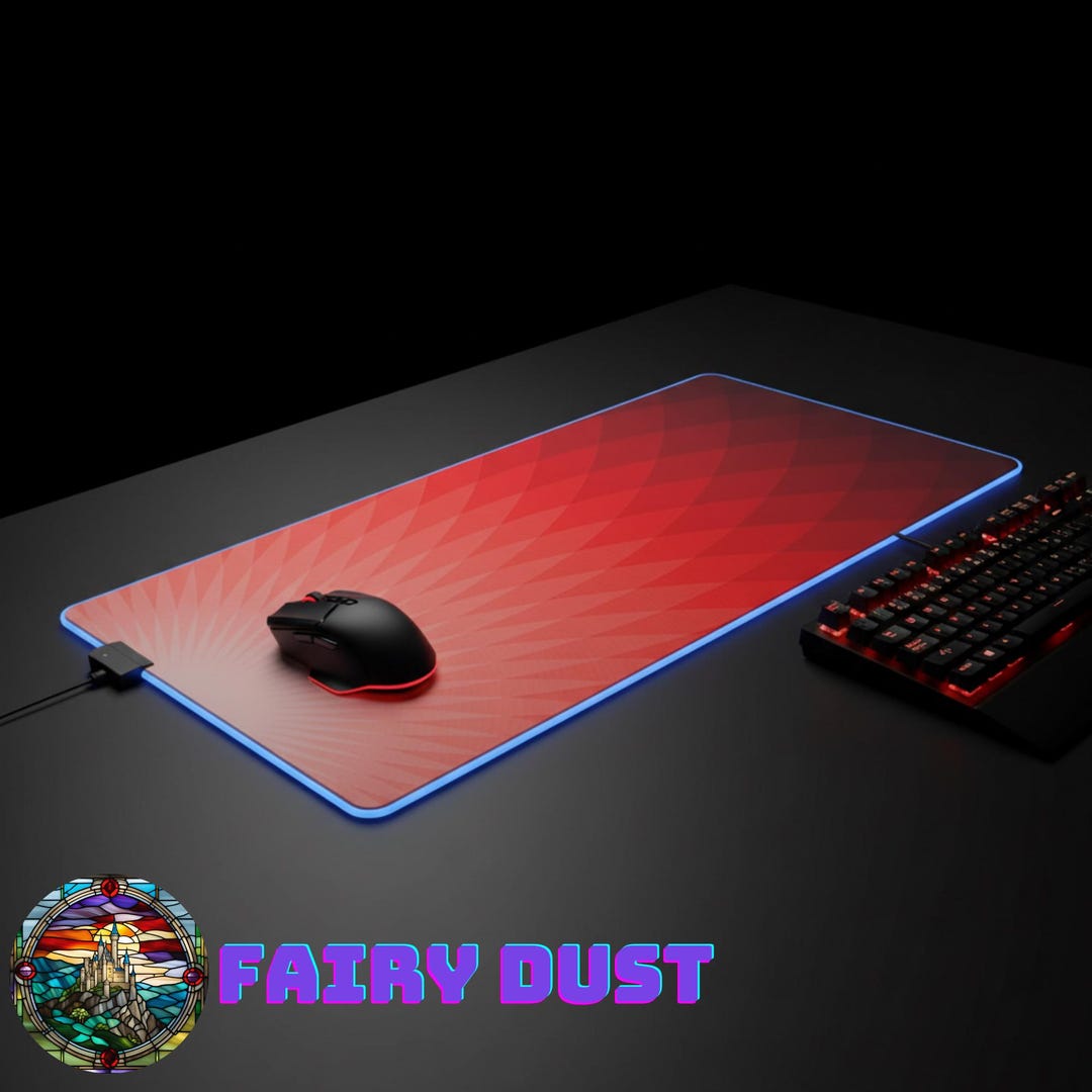 Red Geometric Burst LED Gaming Mouse Pad | RGB Edge Light, Large Desk ...