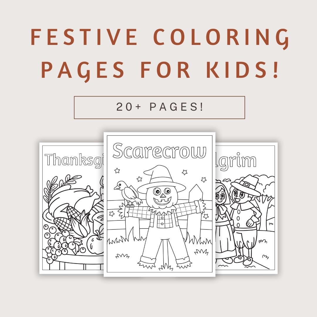 Cute and Festive Thanksgiving Coloring Pages for Kids! 20+ Pages! - Etsy