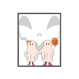 Ghost Couple Art Print & Halloween Poster With Spooky Smile, Halloween ...